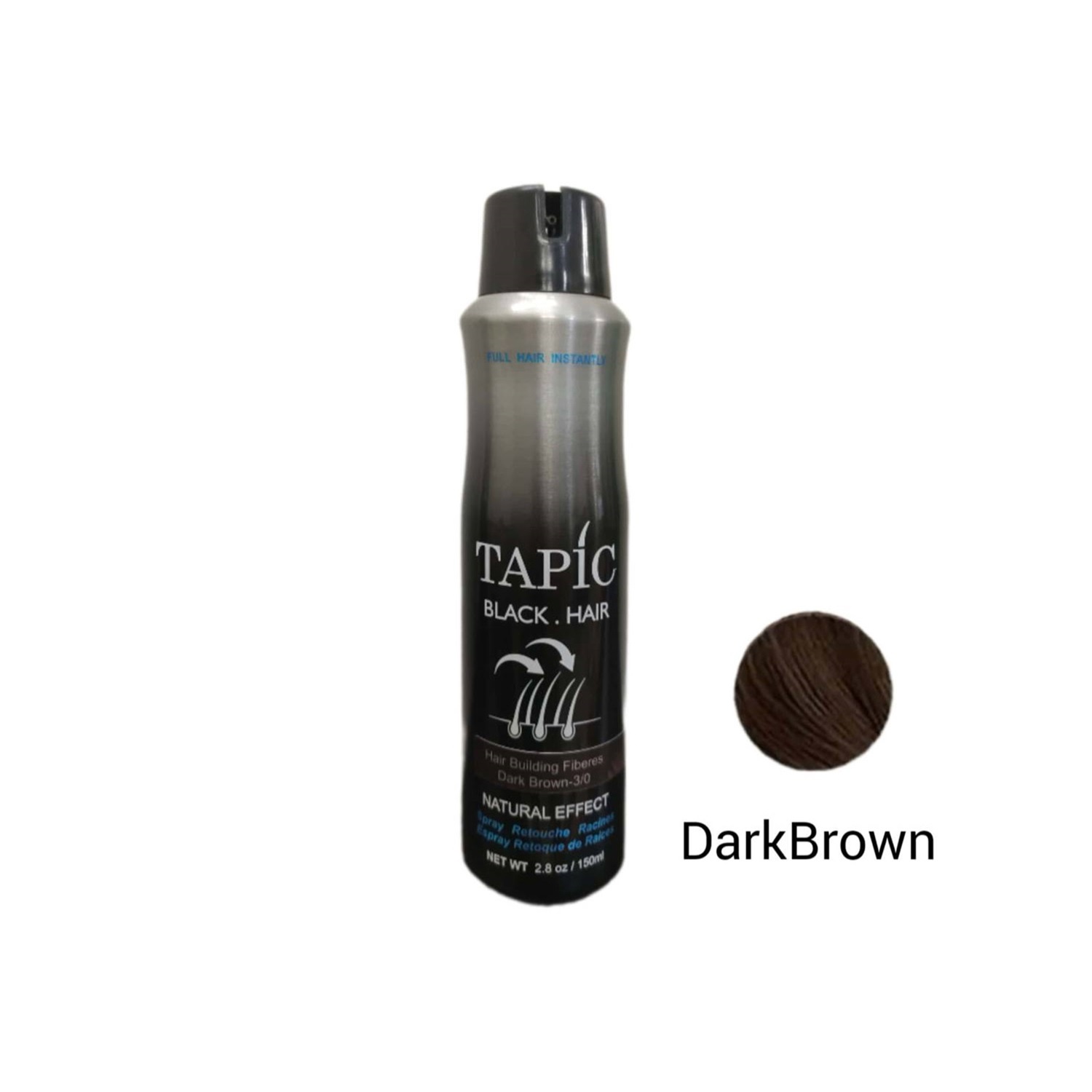 خرید اسپری پرپشت کننده مو 150 میلی برند TAPIC رنگ قهوه ای تیره